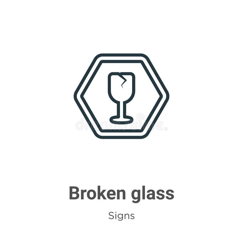 Broken Glass Outline Vector Icon. Thin Line Black Broken Glass Icon ...