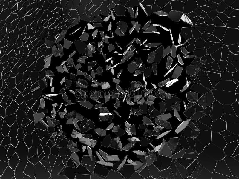 Broken Glass Panel - Closeup Shot Stock Illustration - Illustration of ...