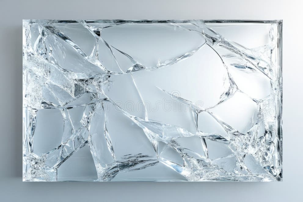 Broken Glass Panel, Creating an Abstract Pattern of Cracks and Shards ...