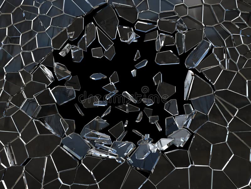 Broken Glass Panel into Hundreds of Small Pieces Stock Illustration ...