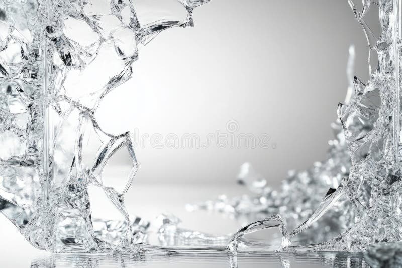 Broken Glass Panel with Sharp Edges Creating a Hole, Shards Reflecting ...