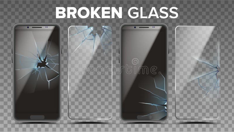 Broken Glass Phone Screen Protector Set Vector Stock Vector ...