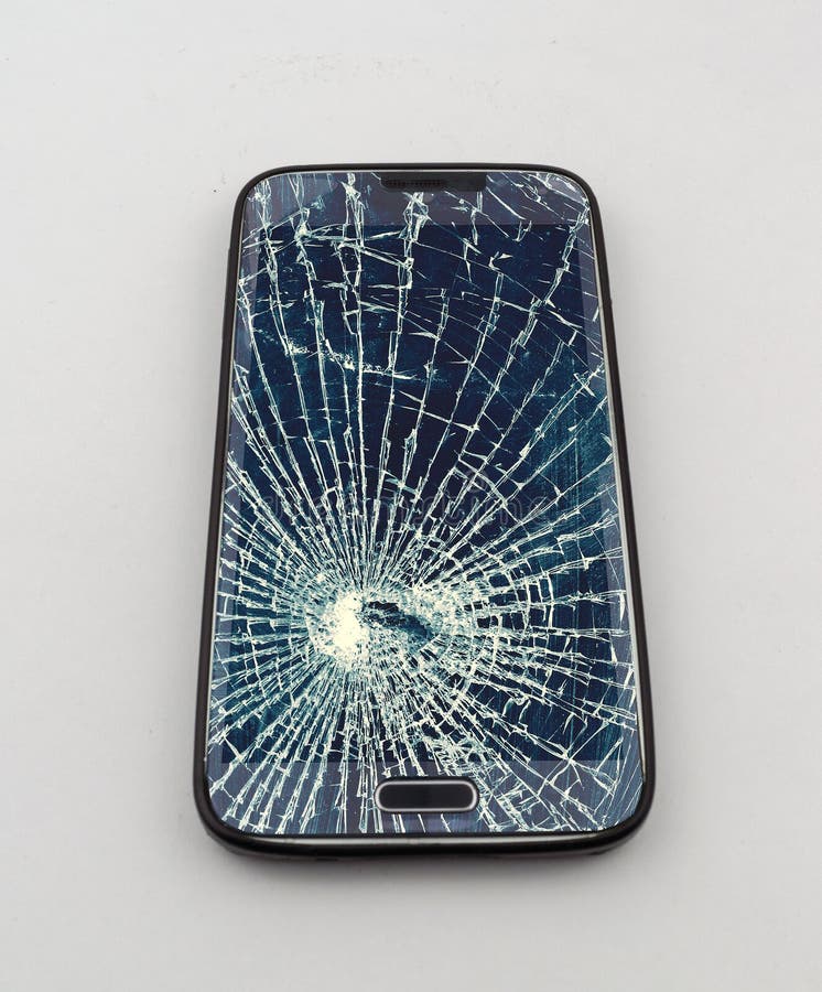 Broken Glass Of Mobile Phone Screen On Tile Floor Stock Photo - Image ...