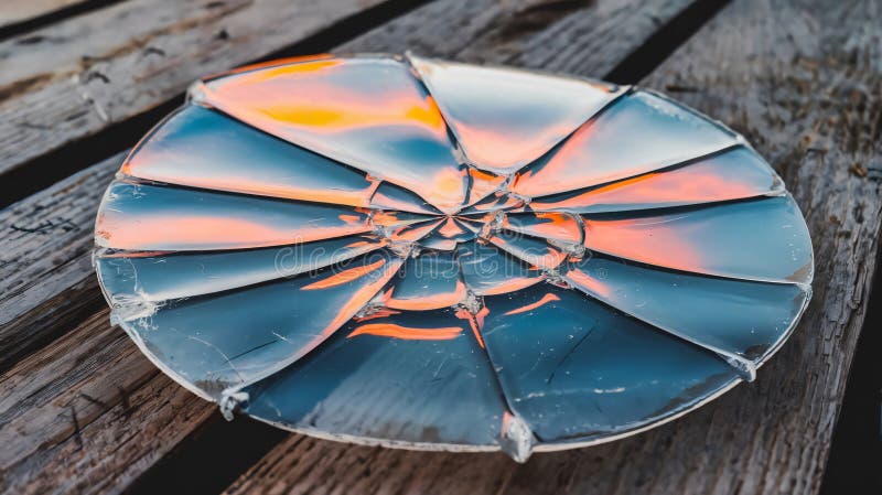 Broken Glass Plate with Sunset Reflection, High Quality Image Stock ...