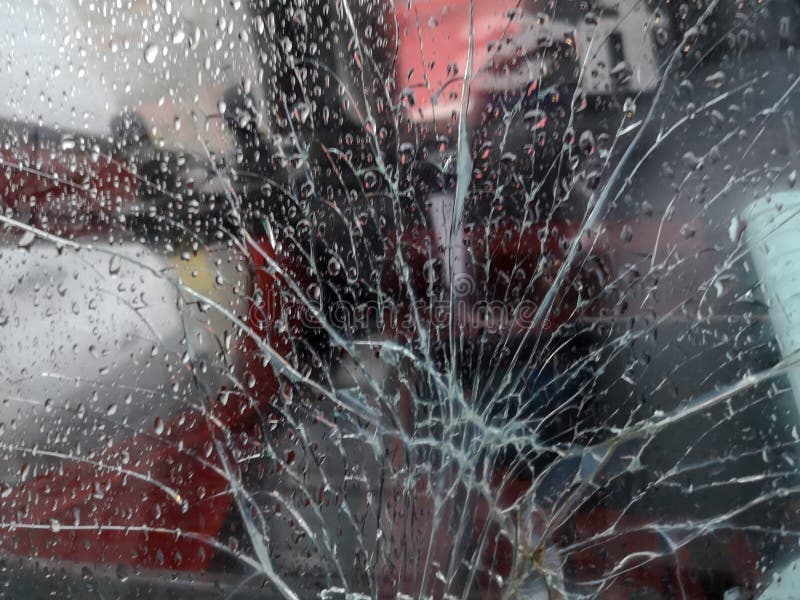 Broken Glass in Rainy Weather Stock Photo - Image of country, backdrop ...