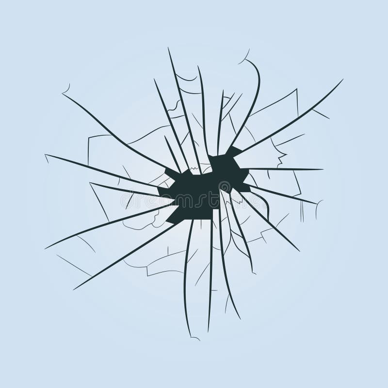 Broken Glass with Realistic Fragments, Cracks and Hole. Vector. Stock ...