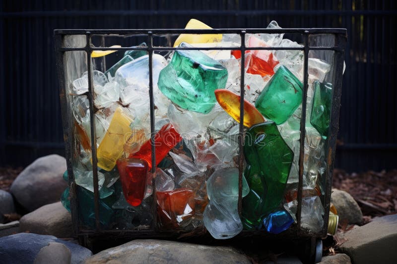 Broken Glass in a Recycling Container Stock Illustration - Illustration ...
