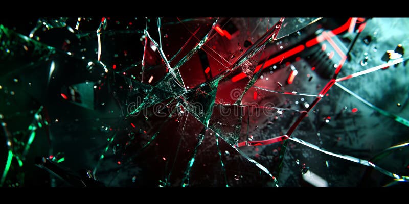 A Broken Glass with Red and Green Lights Stock Photo - Image of lights ...
