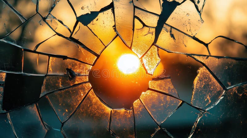 Broken Glass Reflecting Setting Sun Sunset Stock Photos - Free ...