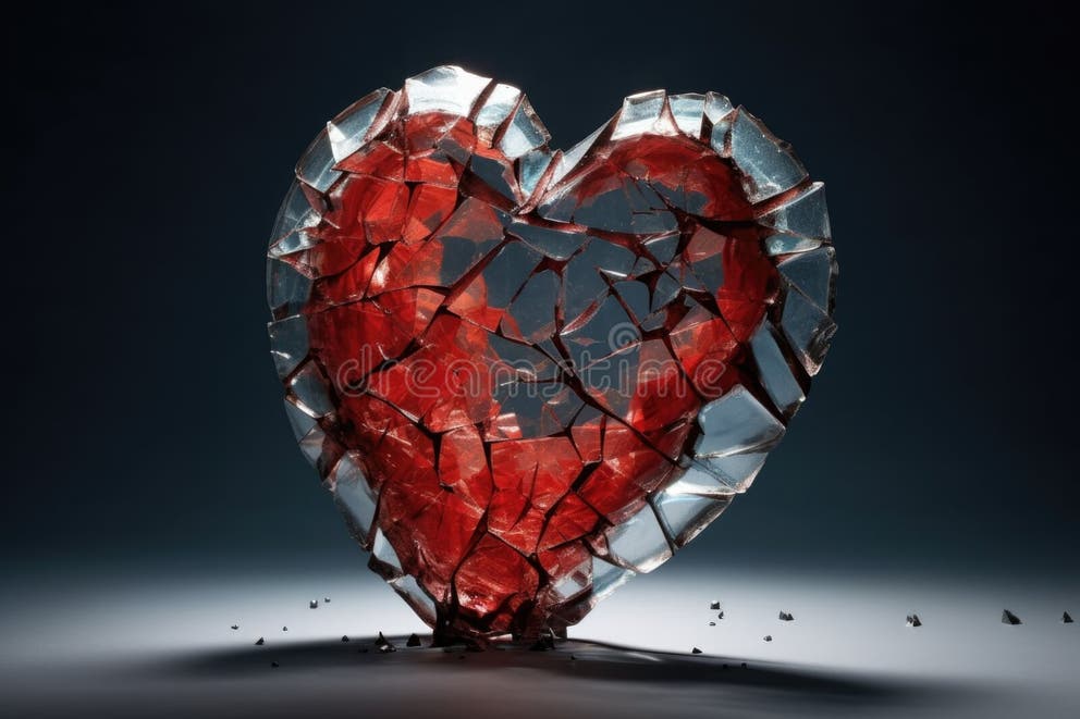 Broken Glass in the Shape of a Heart Stock Illustration - Illustration ...