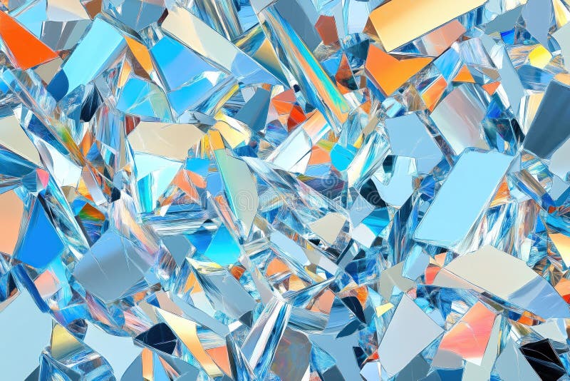 Broken Glass Shards Reflecting Rainbow Colors Creating Abstract ...