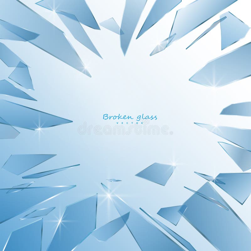 Broken Glass Shards Vector Isolated on White Background Stock ...