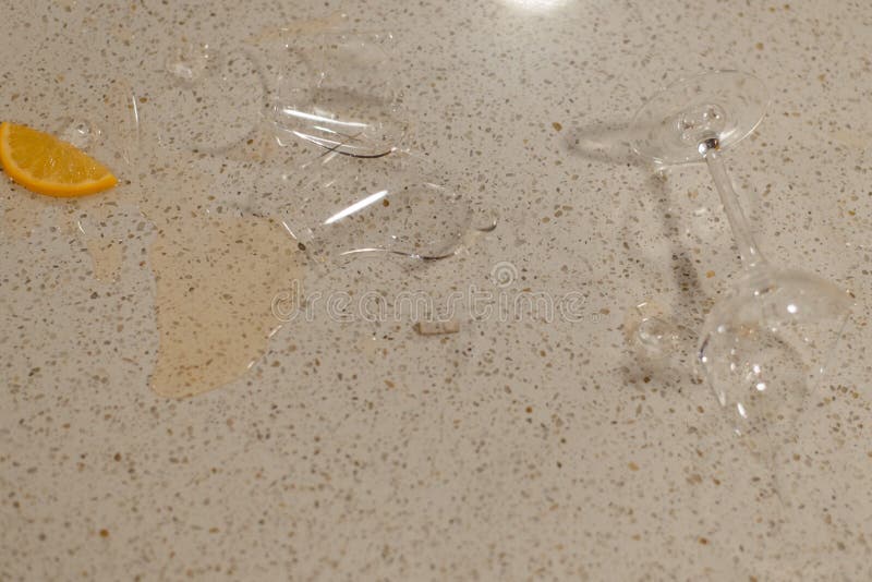 Broken Glass with Sharp Edges on the Table Stock Image - Image of ...