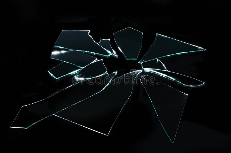 Broken Glass with Sharp Pieces Over Black in Collection Stock Photo ...