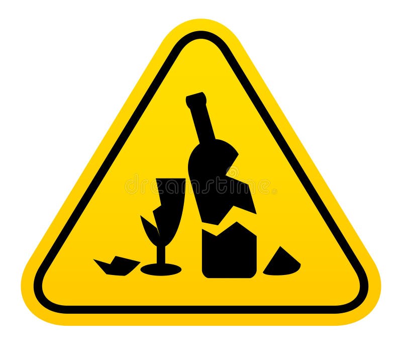 Broken Glass and Sharp Shards Warning Sign Stock Vector - Illustration ...