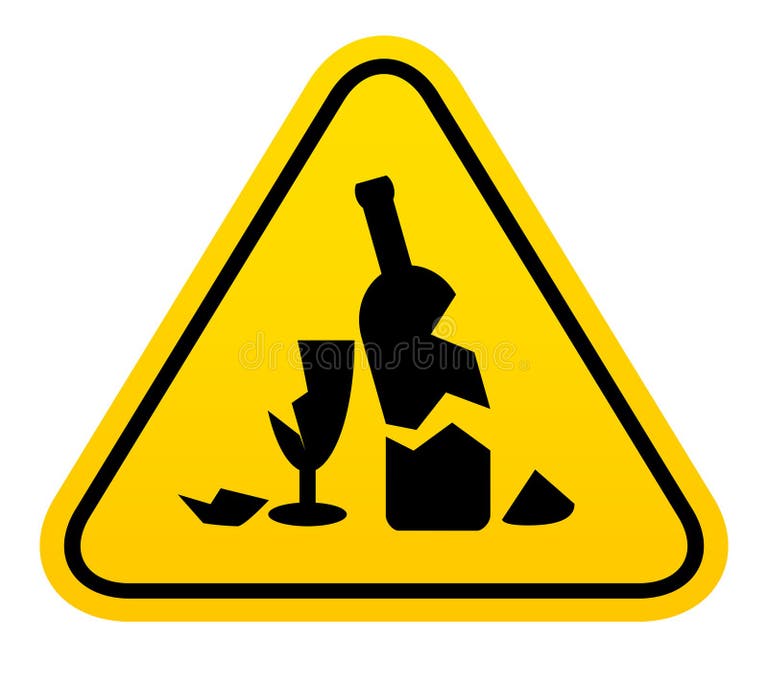 Broken Glass and Sharp Shards Warning Sign Stock Vector - Illustration ...