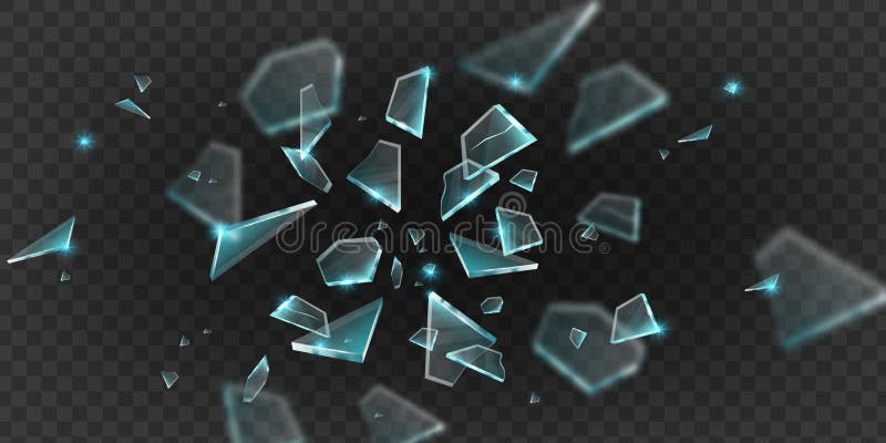 Broken Glass Shatter Explosion, Vector Sharp Ice Fragments on ...
