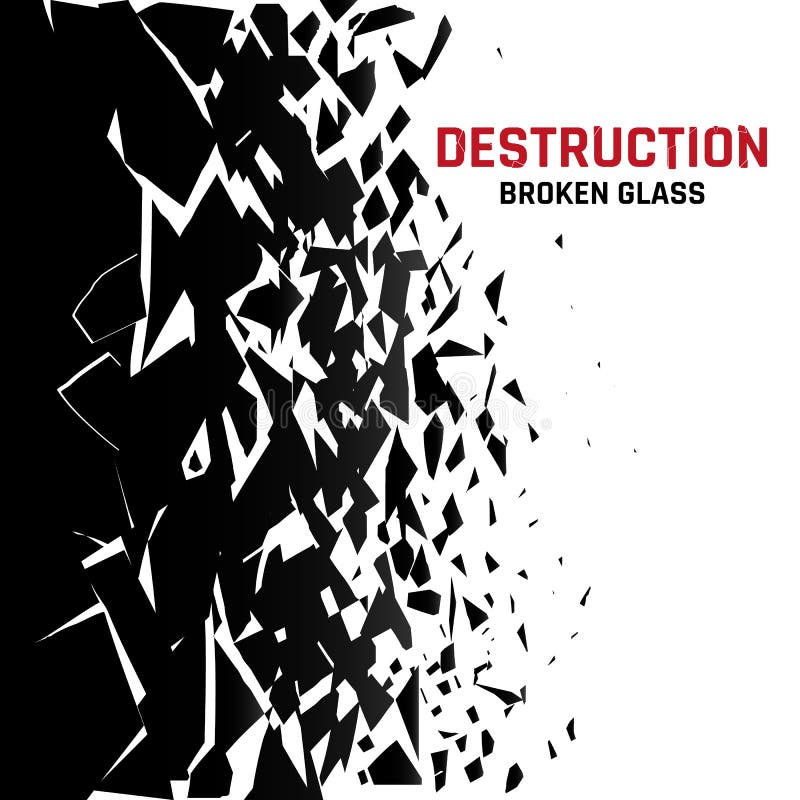 Broken Glass Shatter Fragments. Window Explosion. Disintegrate Debris ...