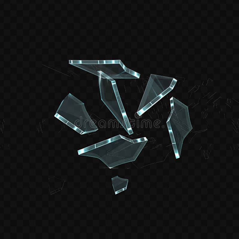 Broken Glass Shatter Pieces, Vector Realistic Explode Mirror or Window ...