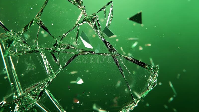 Broken Glass Shattering and Exploding on Green Screen Background Stock ...