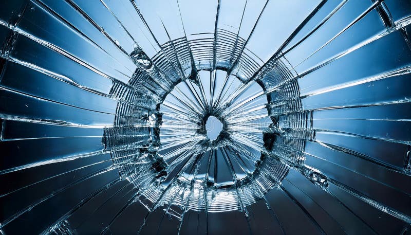 Broken Glass Showing Concentric Cracks and Hole from Impact Stock Photo ...