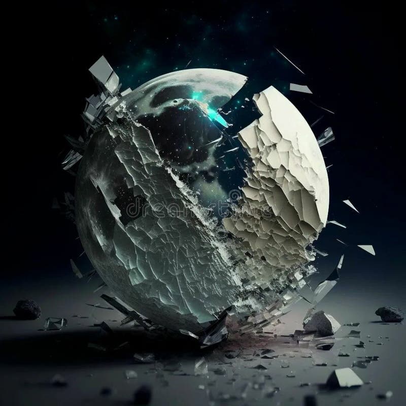 A Broken Glass is Shown with a Broken Moon in the Background. Stock ...