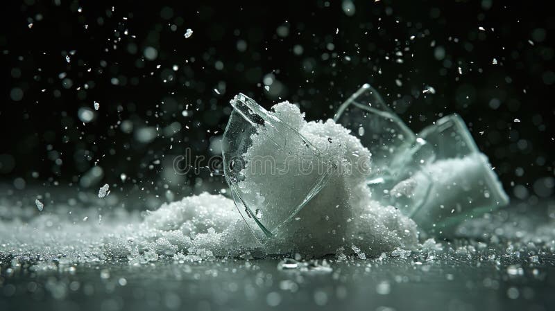 A Broken Glass with Snow on it Stock Photo - Image of melting, frozen ...