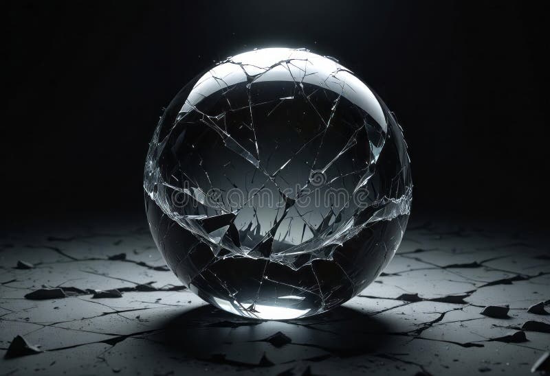 Broken Glass Sphere Black Background. 3d Illustration Stock ...