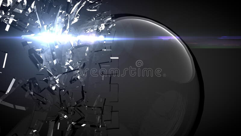 Broken Glass Sphere Black Background. 3d Illustration, 3d Rendering ...
