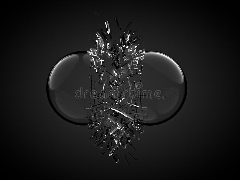Broken Glass Sphere Black Background. 3d Illustration, 3d Rendering ...