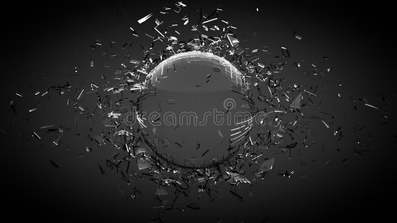 Broken Glass Sphere Black Background. 3d Illustration, 3d Rendering ...