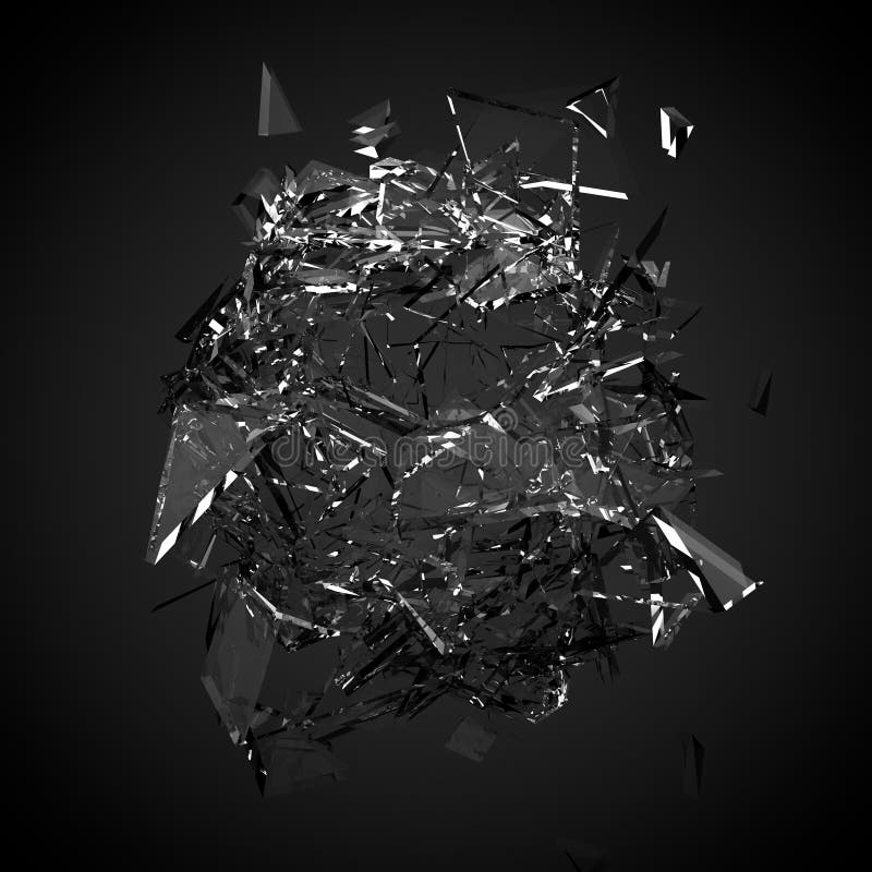 Broken Glass Sphere Black Background. 3d Illustration, 3d Rendering ...