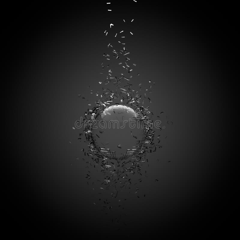 Broken Glass Sphere Black Background. 3d Illustration, 3d Rendering ...