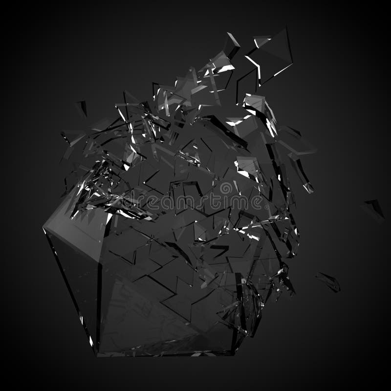 Broken Glass Sphere Black Background. 3d Illustration, 3d Rendering ...