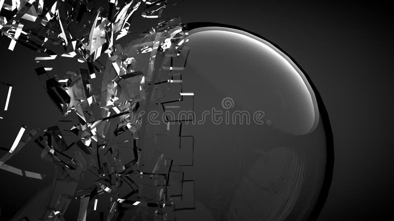 Broken Glass Sphere Black Background. 3d Illustration, 3d Rendering ...