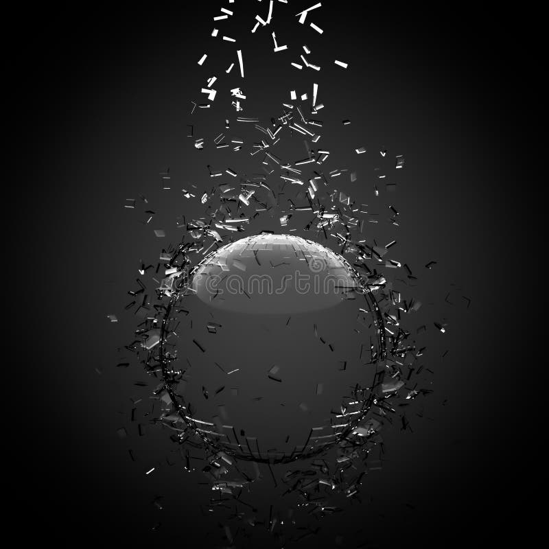 Broken Glass Sphere Black Background. 3d Illustration, 3d Rendering ...