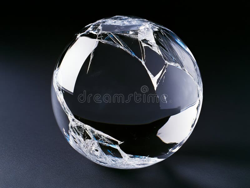 A Broken Glass Sphere on a Black Surface Stock Image - Image of giving ...