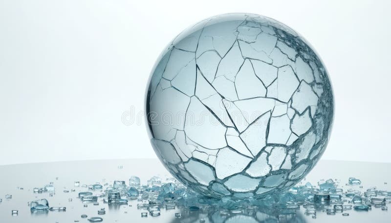 Broken Glass Sphere Represents Fragility, Destruction. Cracks ...