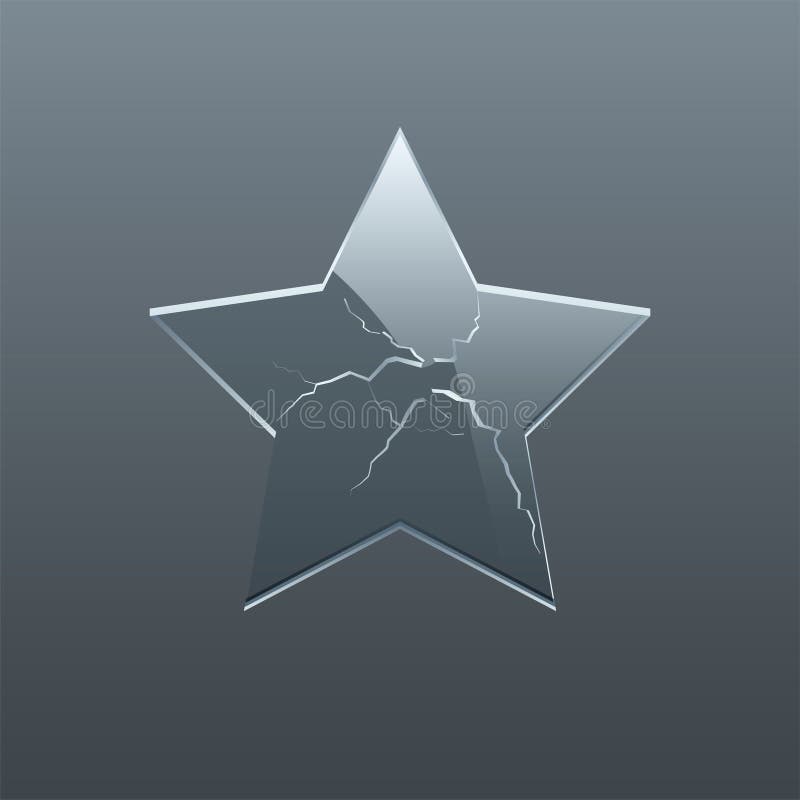 Broken Glass Star, 3D Realistic Transparent Clear Star with Cracks and ...