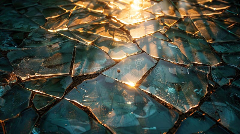 Broken Glass with Sunlight Shining through Stock Photo - Image of ...