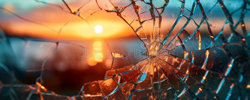 Broken Glass Sunset View Cracks Stock Photos - Free & Royalty-Free ...