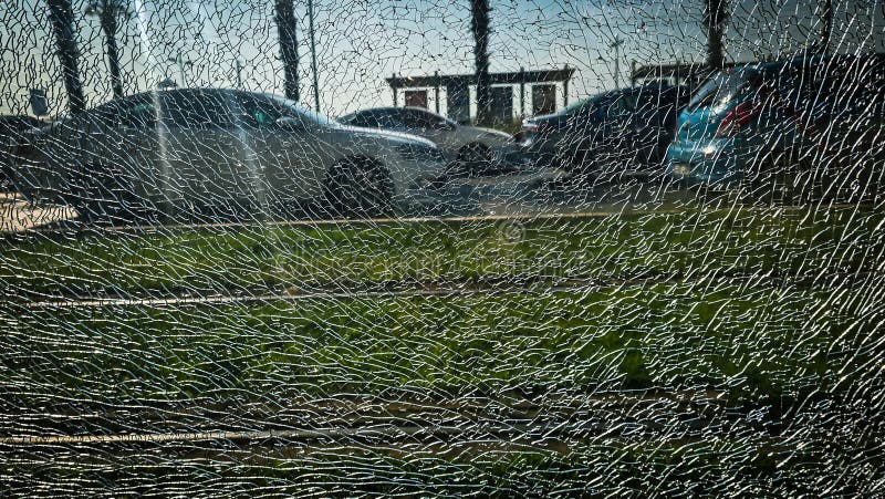 Broken Glass Texture with Cars Stock Image - Image of structure ...