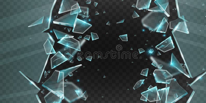 Broken Glass Vector Shatter Explosion, Sharp Ice Fragments 3D Splinters ...