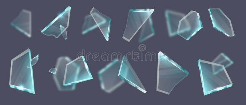 Broken Glass Vector Shatter Set, Mirror Sharp Pieces Explosion Kit ...