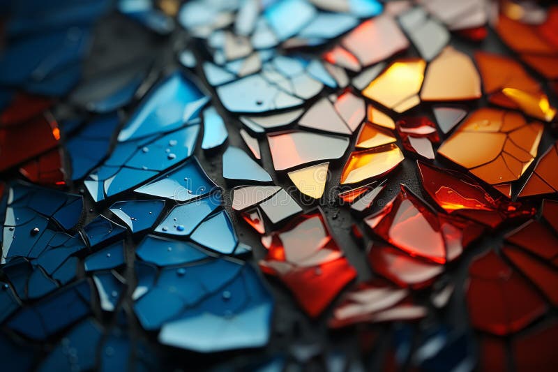 A Broken Glass Wall with Many Different Colors Stock Illustration ...