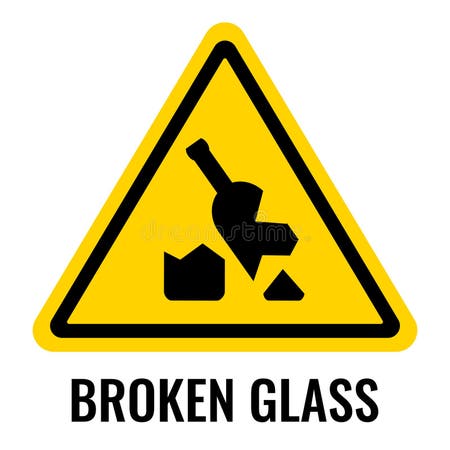 Broken Glass Warning Sign, Sharp Shards Caution Stock Vector ...