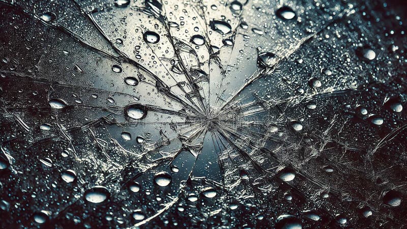 Broken Glass and Water Droplets on it Stock Illustration - Illustration ...