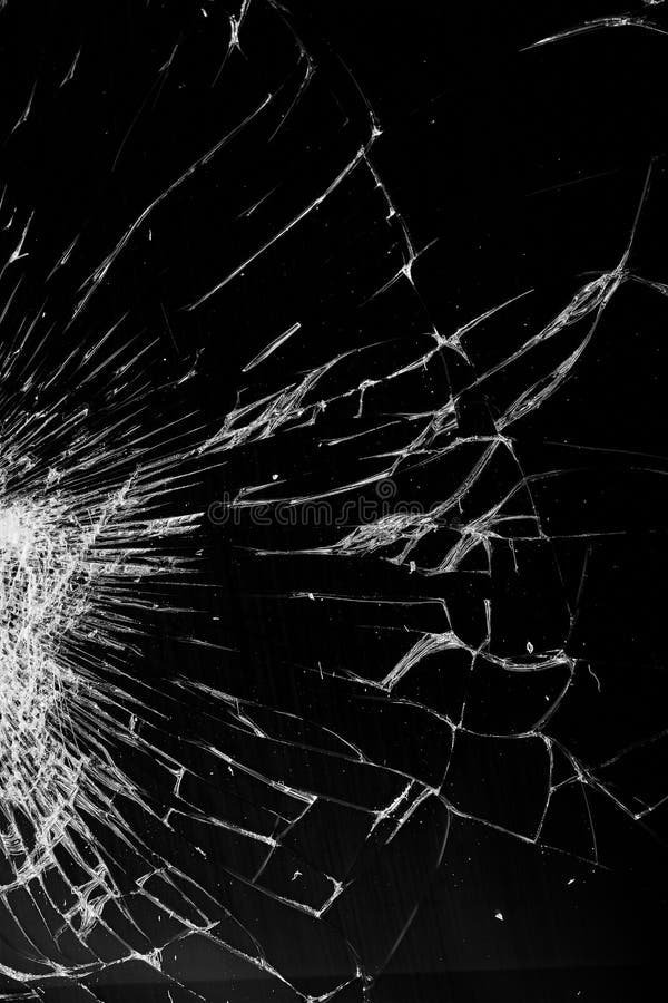 Broken Glass - White Lines on Black Background, Design Element. Touch ...