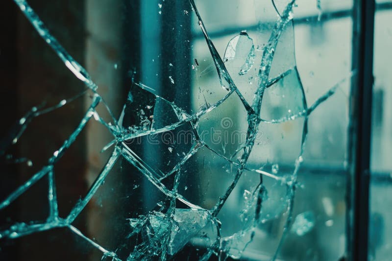 Broken Glass Window with Building Stock Photo - Image of architecture ...