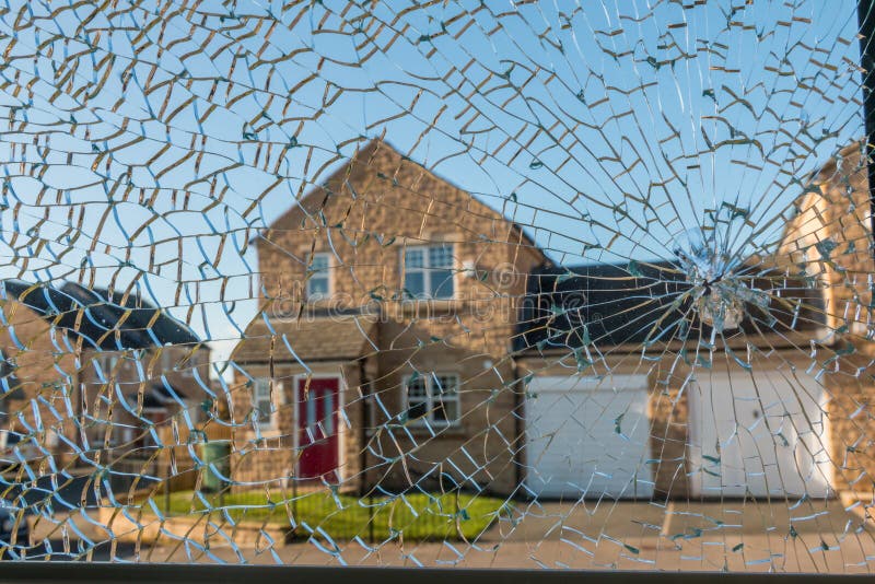 Broken Glass Window in House Home Stock Image - Image of glass ...